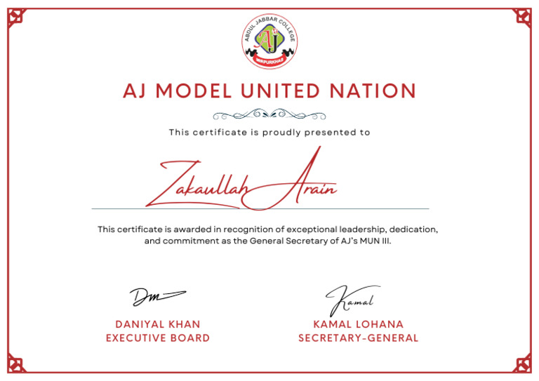 Mun Certificate Zaka | PDF