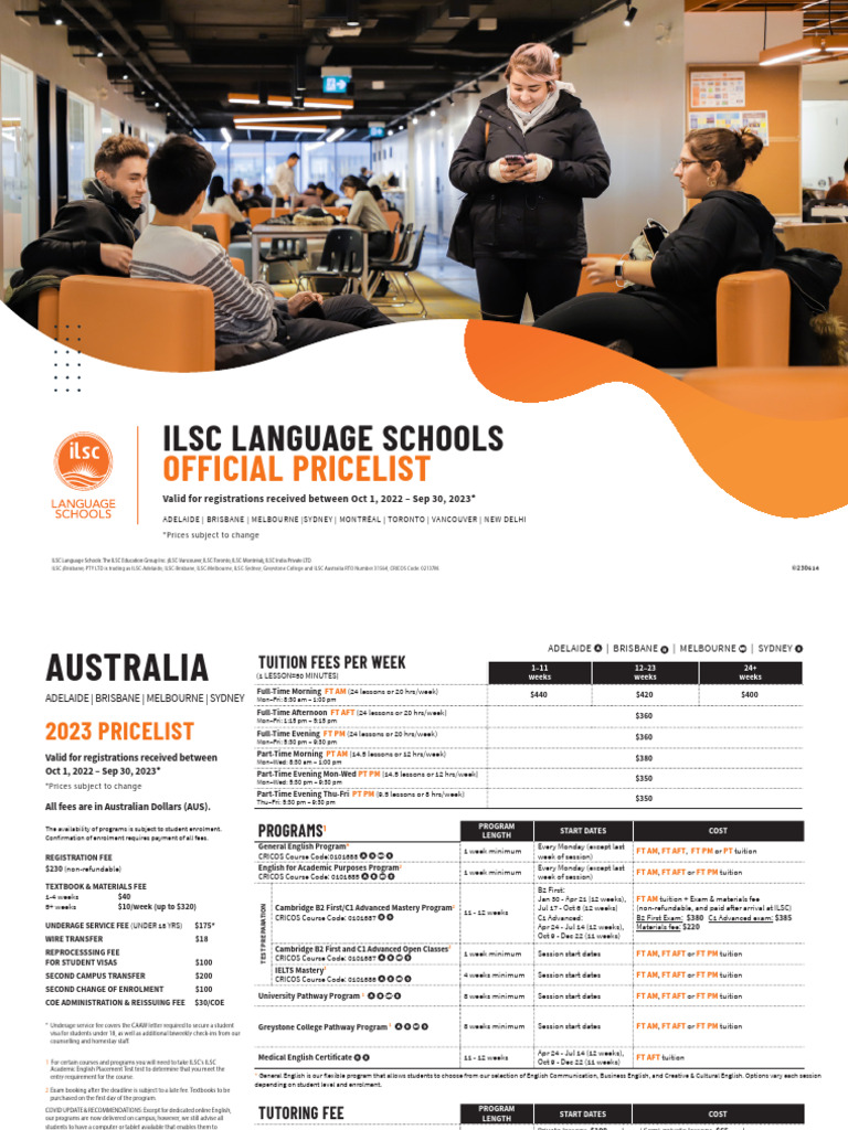 Ilsc Greystone College Global Official Pricing 2023 | PDF | Canadian Dollar | Fee