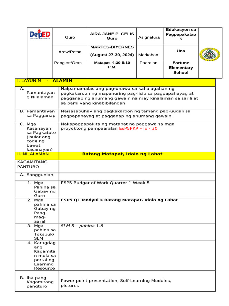Esp DLP Qrt1 Week4 Celis Aira Jane P | PDF