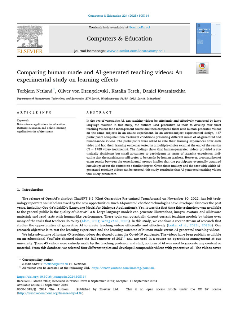 AI Generated Teaching Videos 1737332040 | PDF | Learning | Experiment