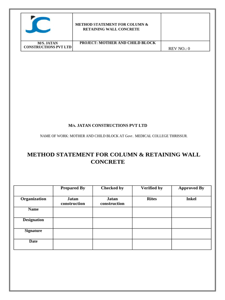 MCCB Methodology For Column & Retaining Wall | PDF | Concrete ...