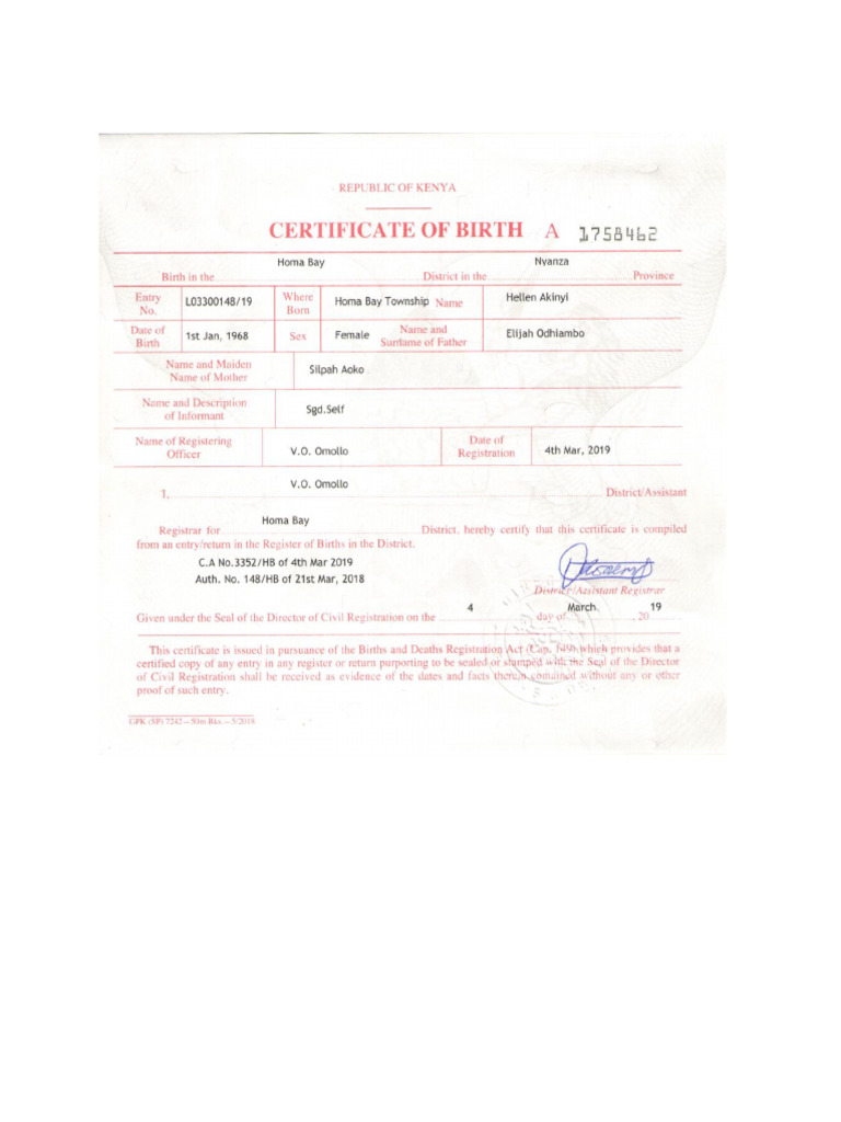 Mum and Dad Ids, Birth Cert | PDF
