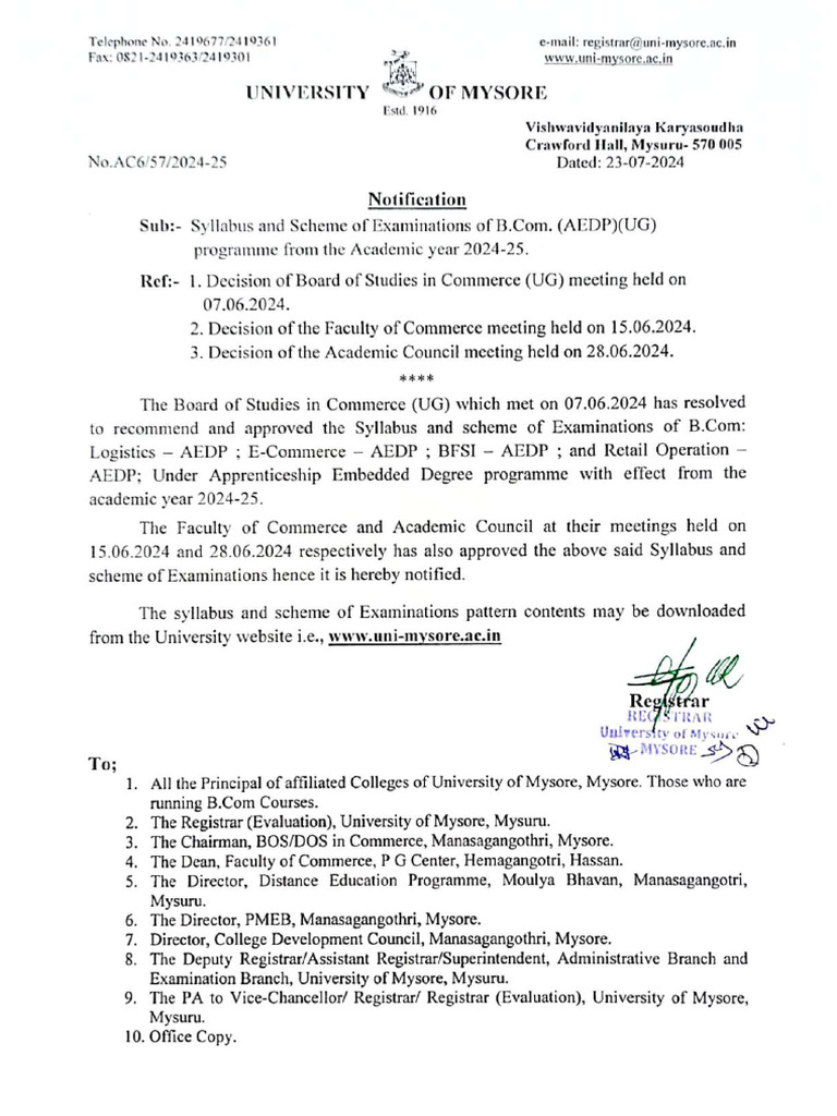 Bcom Sep Syllabus I II Semester 2024 | PDF | Warehouse | Matrix (Mathematics)