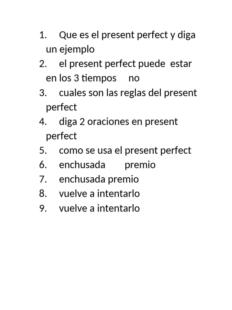 Uso y reglas del Present Perfect | PDF