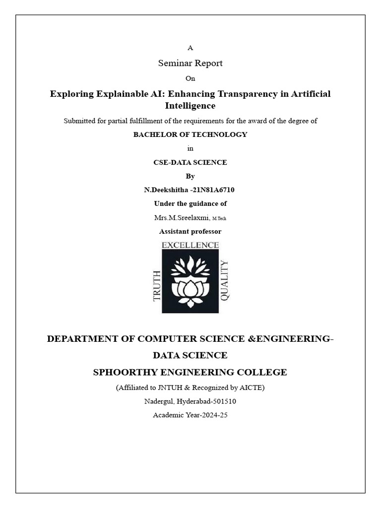 Seminar Report Explainable Ai | PDF | Artificial Intelligence | Intelligence (AI) & Semantics
