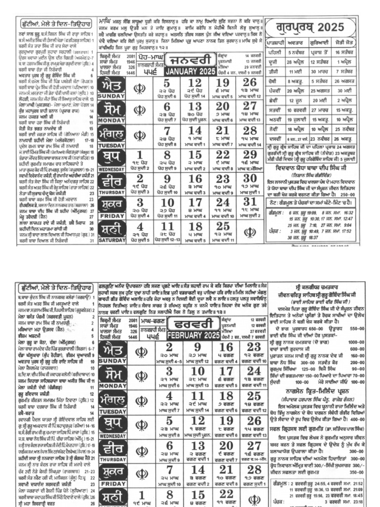 Jantri 2025 Punjabi | PDF