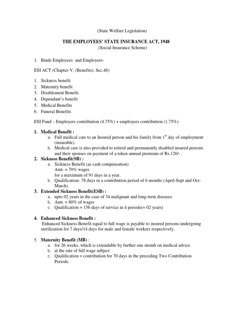 ESI ACT Calculation Part | PDF | Employment | Unemployment Benefits