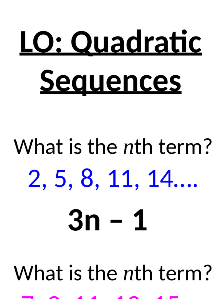 Introduction Quadratics Squences | PDF