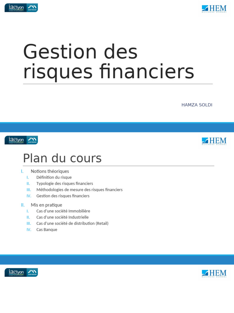 Gestion Des Risques Financiers - Cours Final | PDF | Risque financier ...