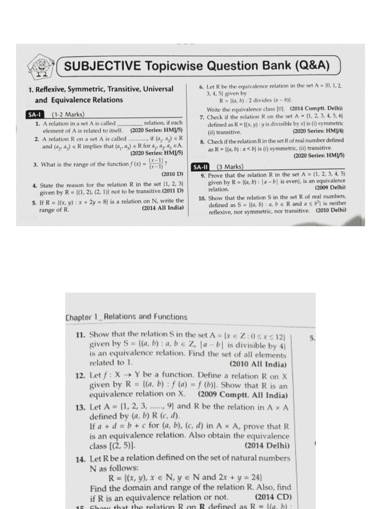 Shiv Das Maths CH 1 Relation & Function Class 12 | PDF