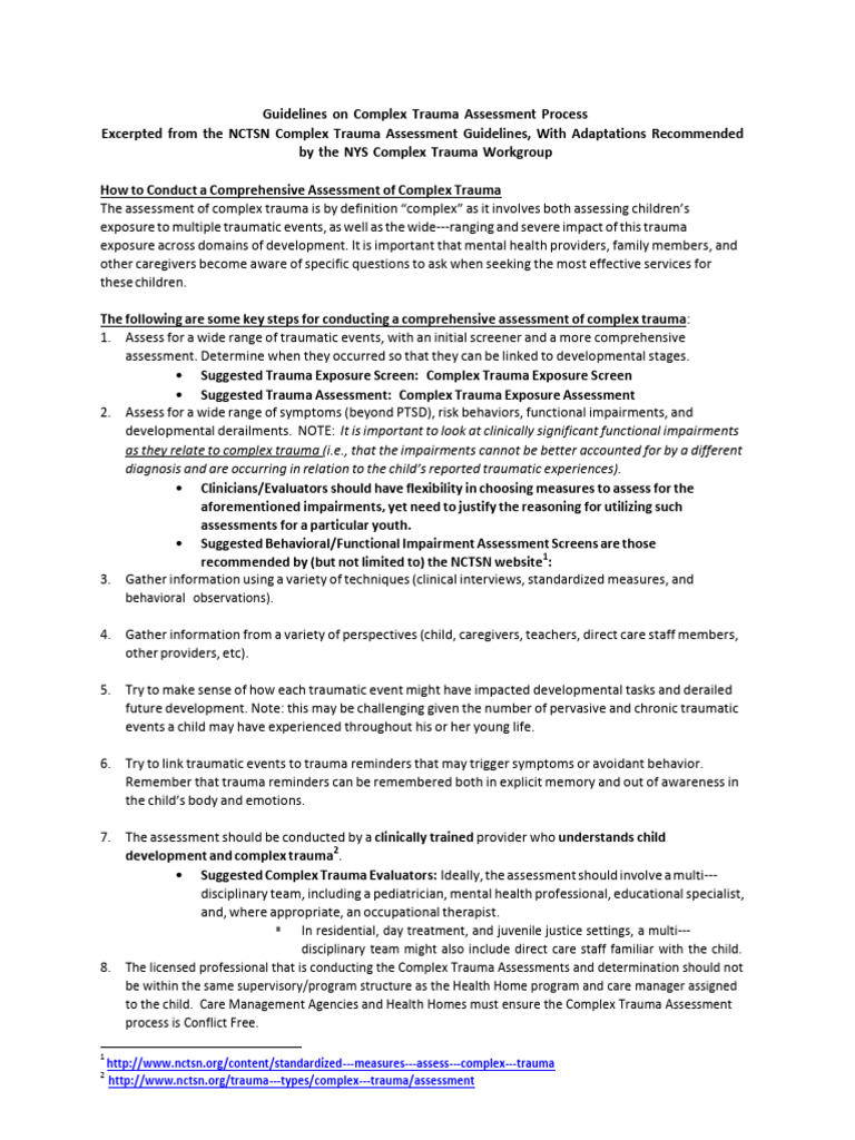 Complex Trauma Assessment Guidelines | PDF | Psychological Trauma ...
