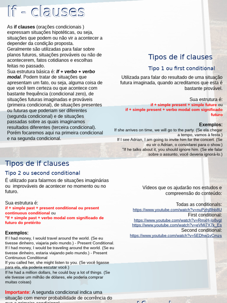 Entendendo If Clauses: Tipos e Exemplos | PDF