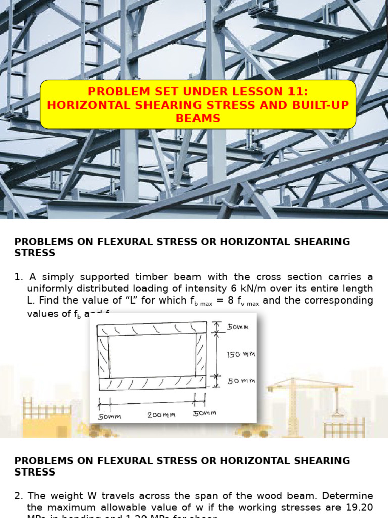 EMech 3 - Problem Set Under Lesson 11 - Horizontal Shearing Stress and Built-Up Beams | PDF