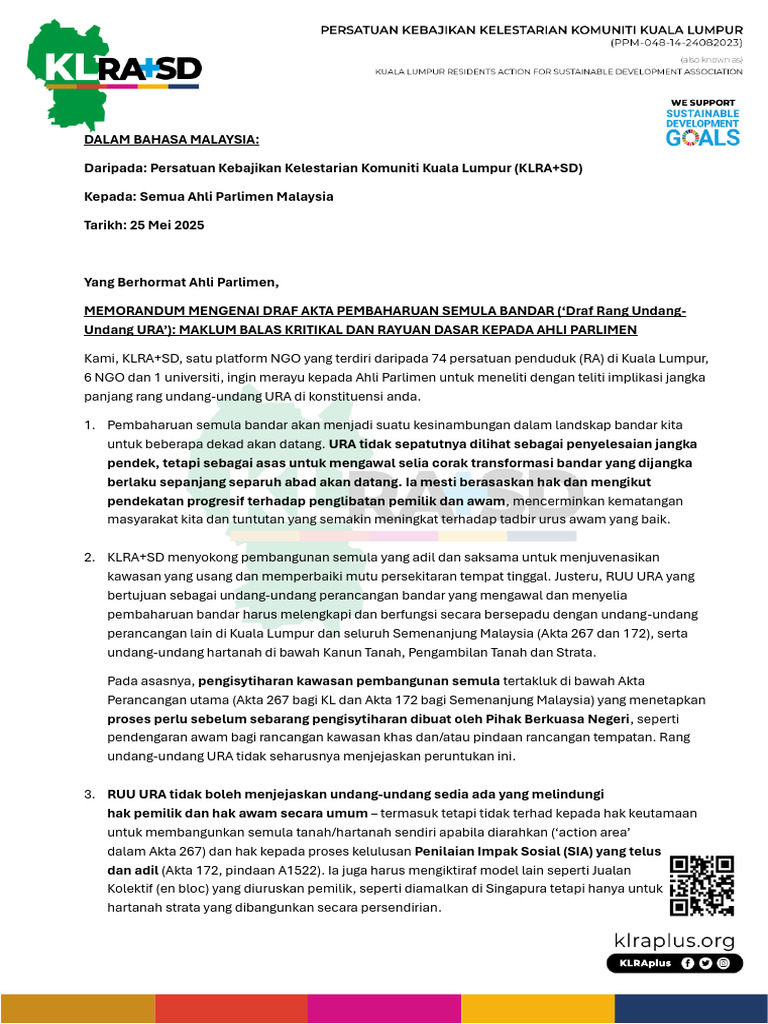 Memo On URA To MPs Final | PDF