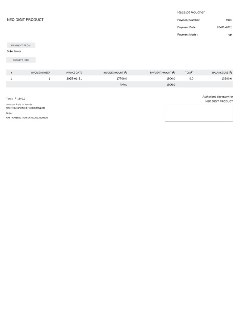 1900 Payment in Subir Iswar | PDF