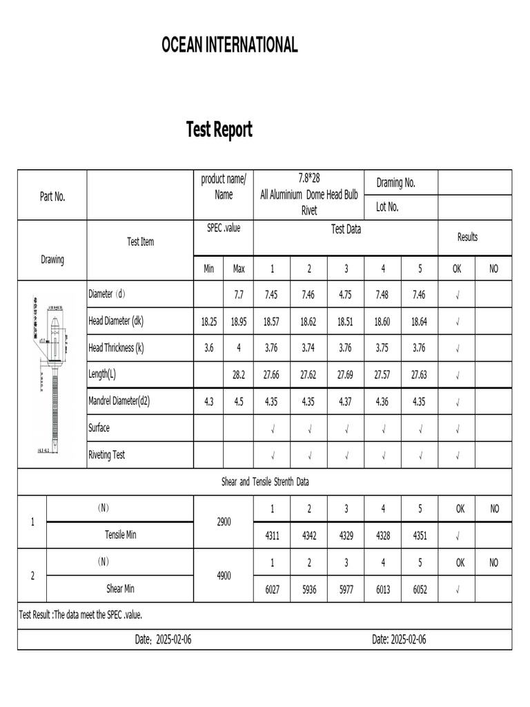 Test Report: Ocean International | PDF | Mechanical Engineering | Materials