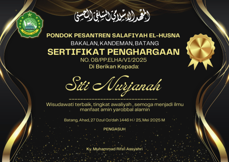 Emas Dan Hitam Modern Sertifikat Penghargaan Certificate - 20250524 ...