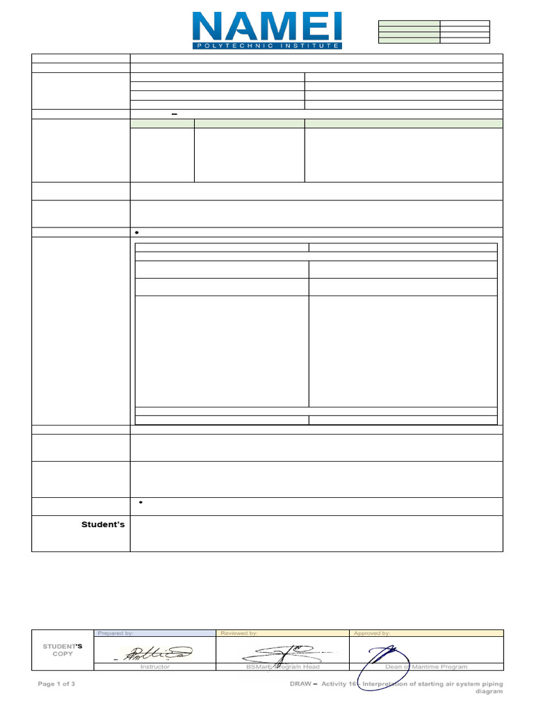 Activity 16 - Interpretation of Starting Air System Piping Diagram ...