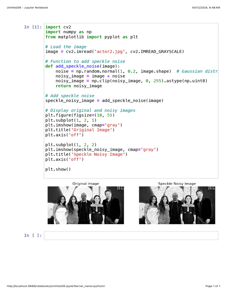 Speckle Noise Implementation | PDF