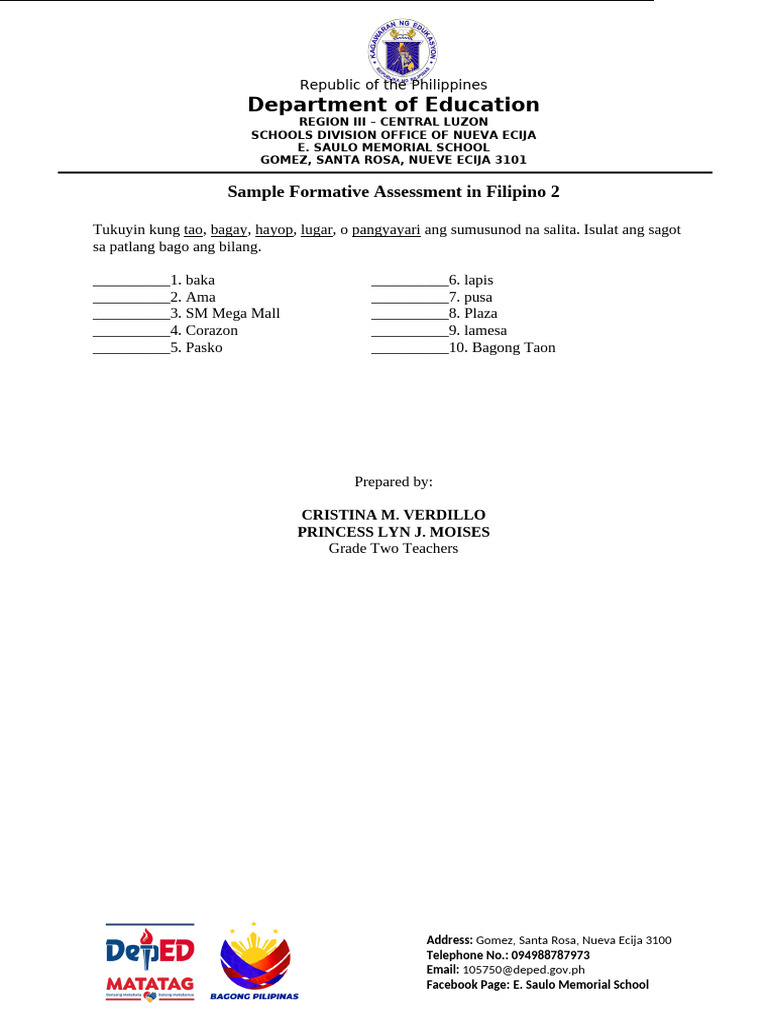 ESMS-SRSouth-Matatag Day1 Task G2 | PDF