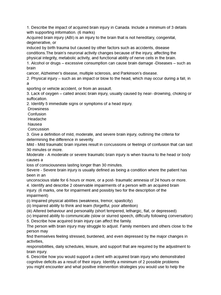 PSW Module 11 Part 2 Assignment | PDF | Concussion | Traumatic Brain Injury