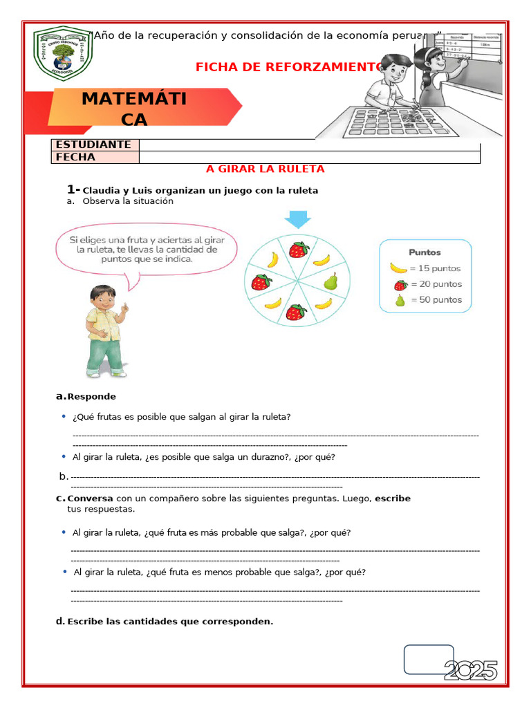 Reforz-Mat-A Girar La Ruleta | PDF | Probabilidad | Ruleta
