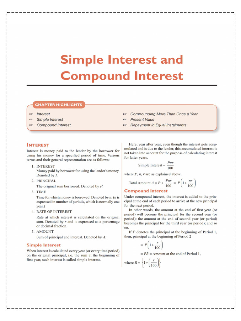 Simple Interest and Compound Interest | PDF