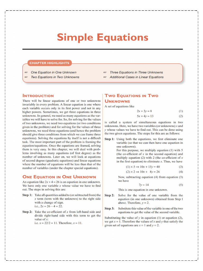 Simple Equations | PDF