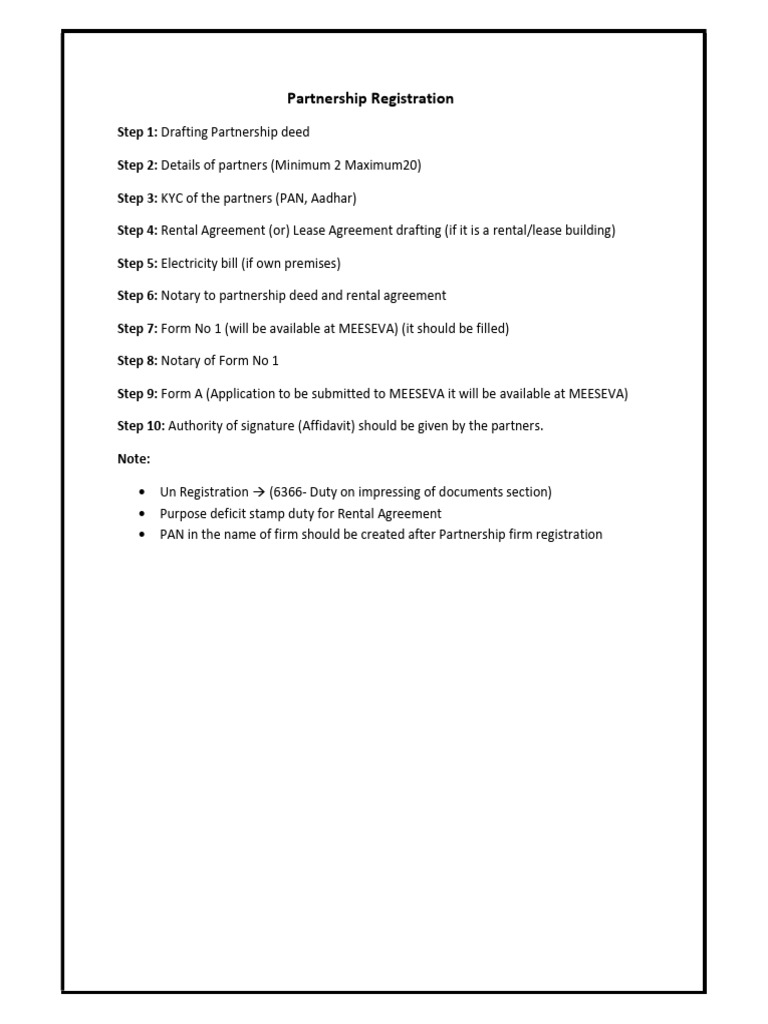 Partnership Firm Registration Steps | PDF