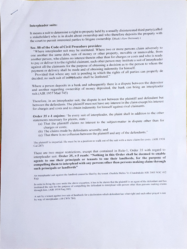 Interpleader Suit | PDF