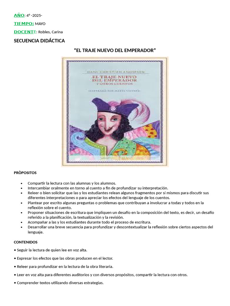 Análisis didáctico de "El traje nuevo del emperador" | PDF | Palabra ...