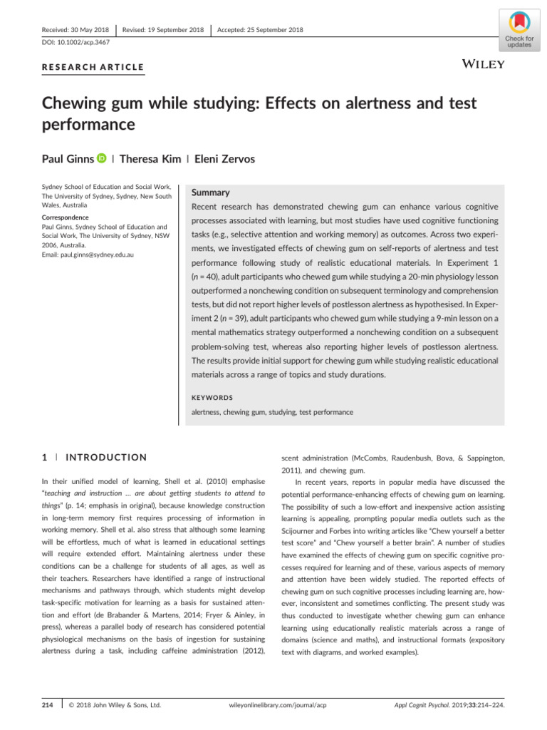 Chewing Gum While Studying Effects On Al | PDF | Analysis Of Covariance ...