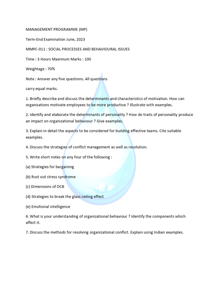 Mmpc011 Solved Pyq | PDF | Motivation | Motivational