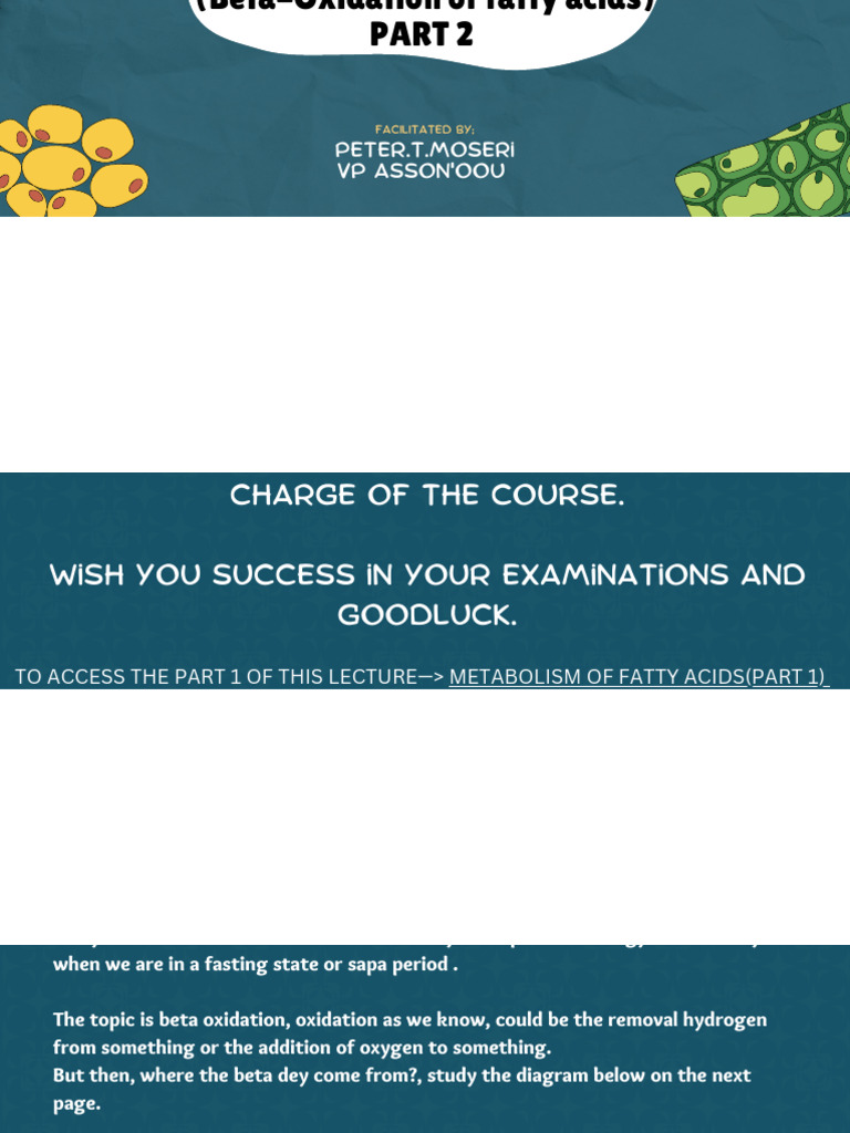 Metabolism of Fat (Pt.2) by Piper. | PDF | Fatty Acid | Organic Chemistry
