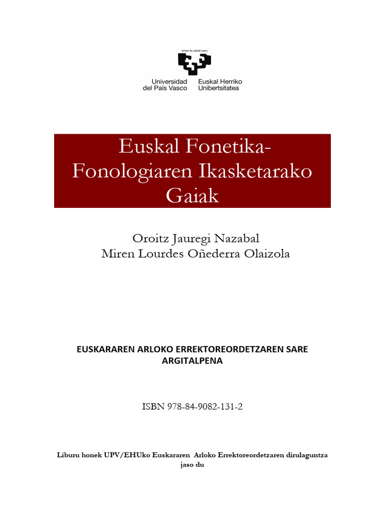 Euskal Fonetika Fonologiaren Ikasketarako Gaiak | PDF