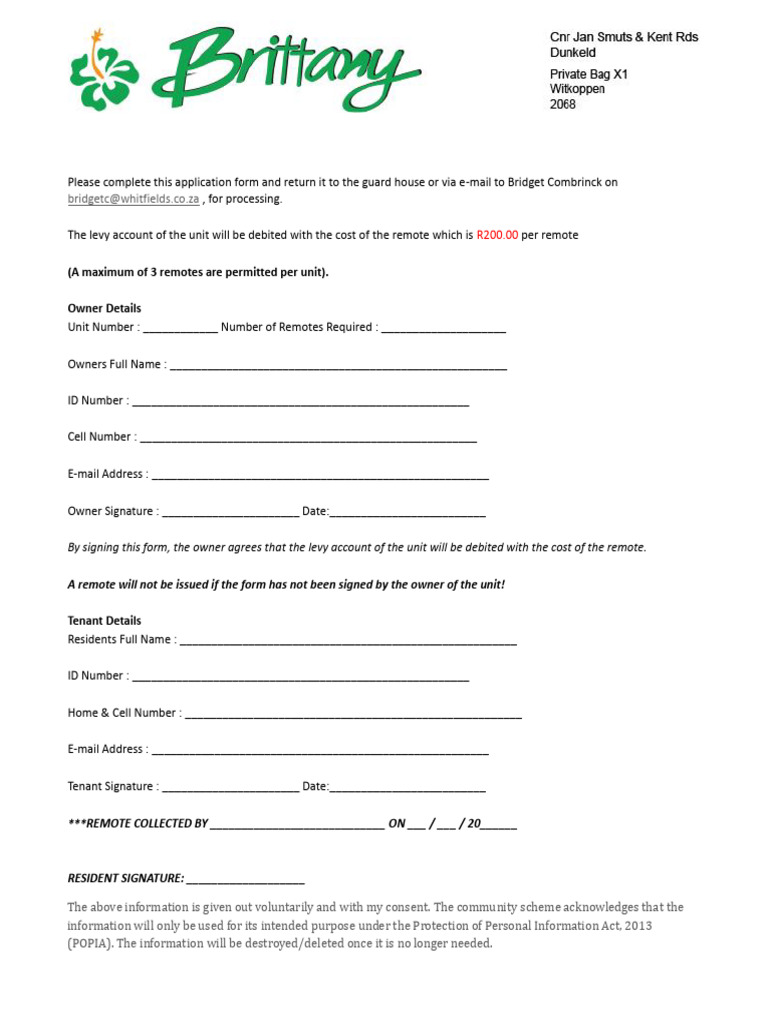 Bri Gen Remote Application Form May2019 | PDF