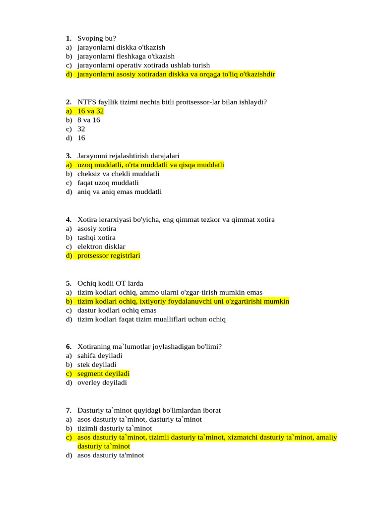 Operacion Sistemalar Uzb | PDF