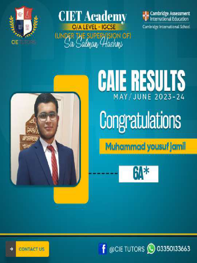 CIET School - Results 2024 - Sir Salman Hashmi - 03350133663 | PDF ...