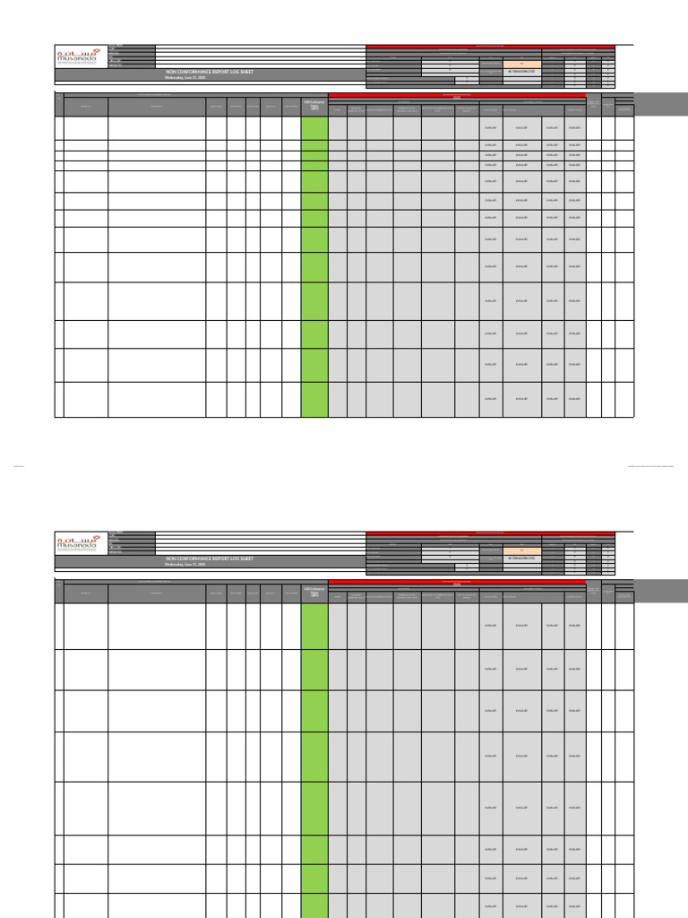 Attachment 1-NCR Log Sheet Template-Revised On 28 Oct 2021 | PDF