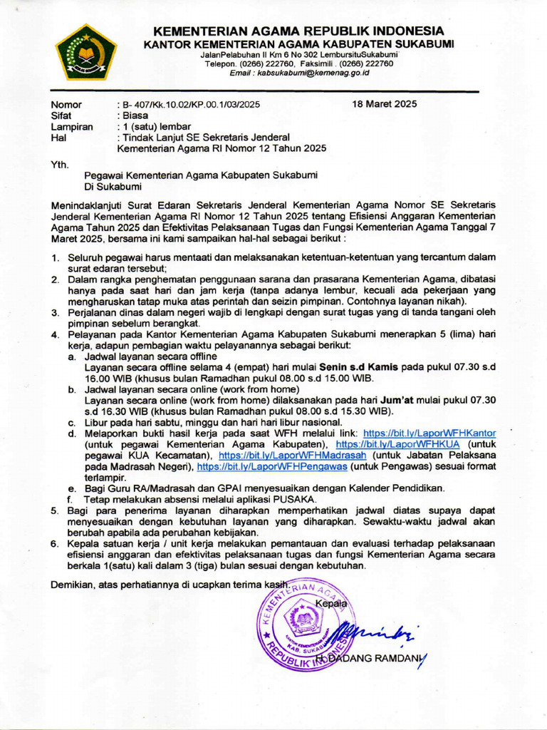 Surat Edaran WFH 2025 | PDF