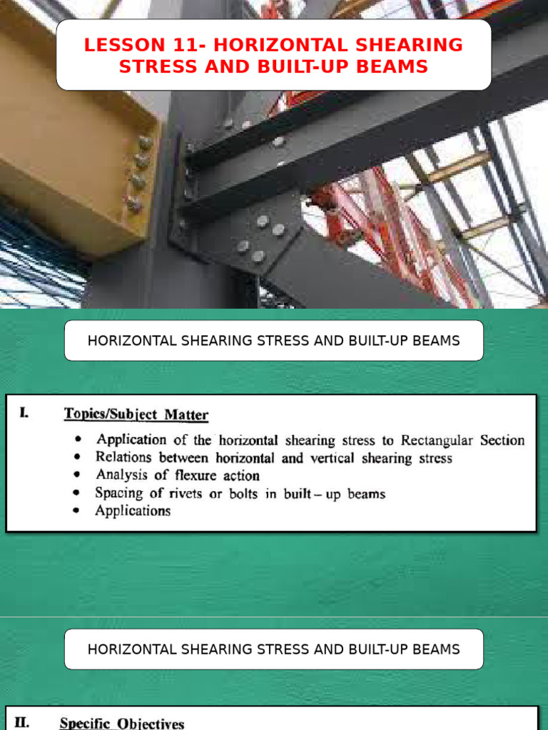 Emech 3 - Lesson 11-Horizontal Shearing Stress and Built Up Beams | PDF
