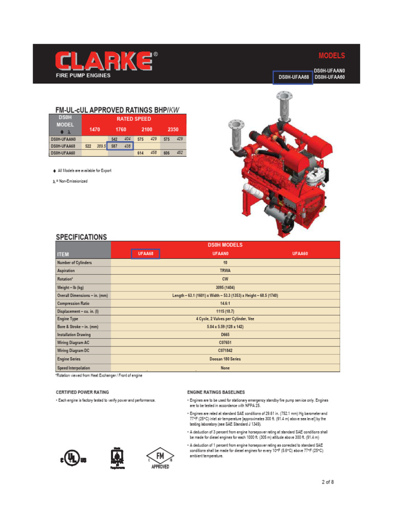 Doosan Diesel Engine For Fire Fighting System | PDF | Horsepower | Engines