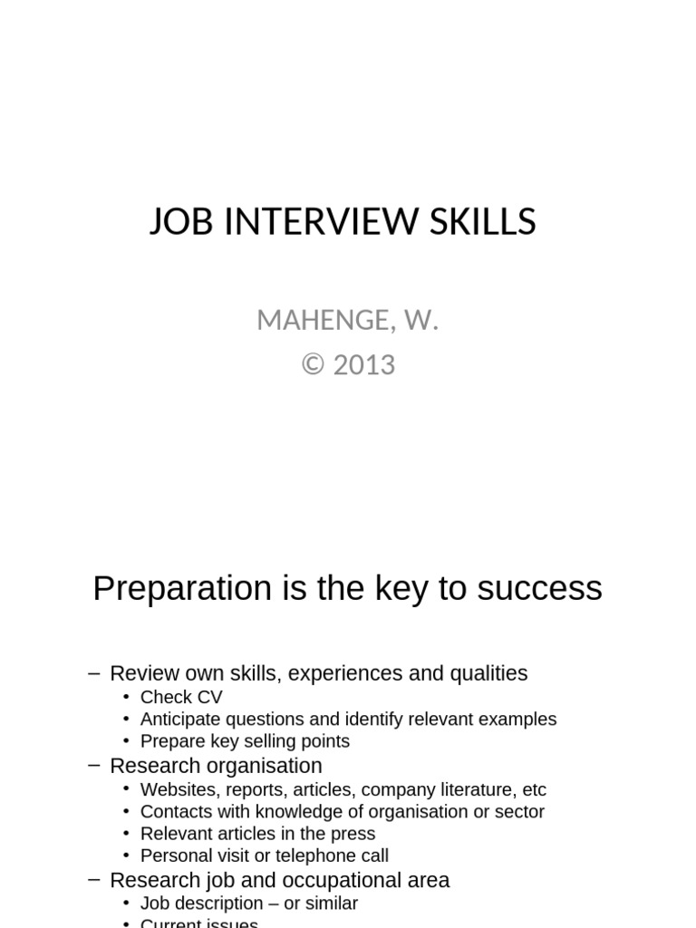 Job Interview Skills | PDF | Job Interview