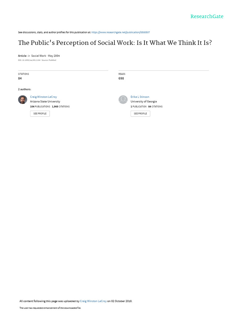 Public Perception of Social Work | PDF