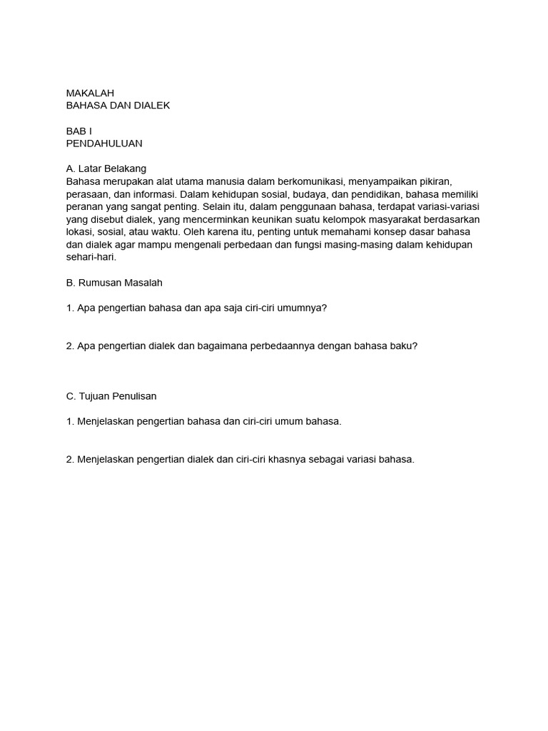 Bahasa dan Dialek: Perbedaan Dasar | PDF