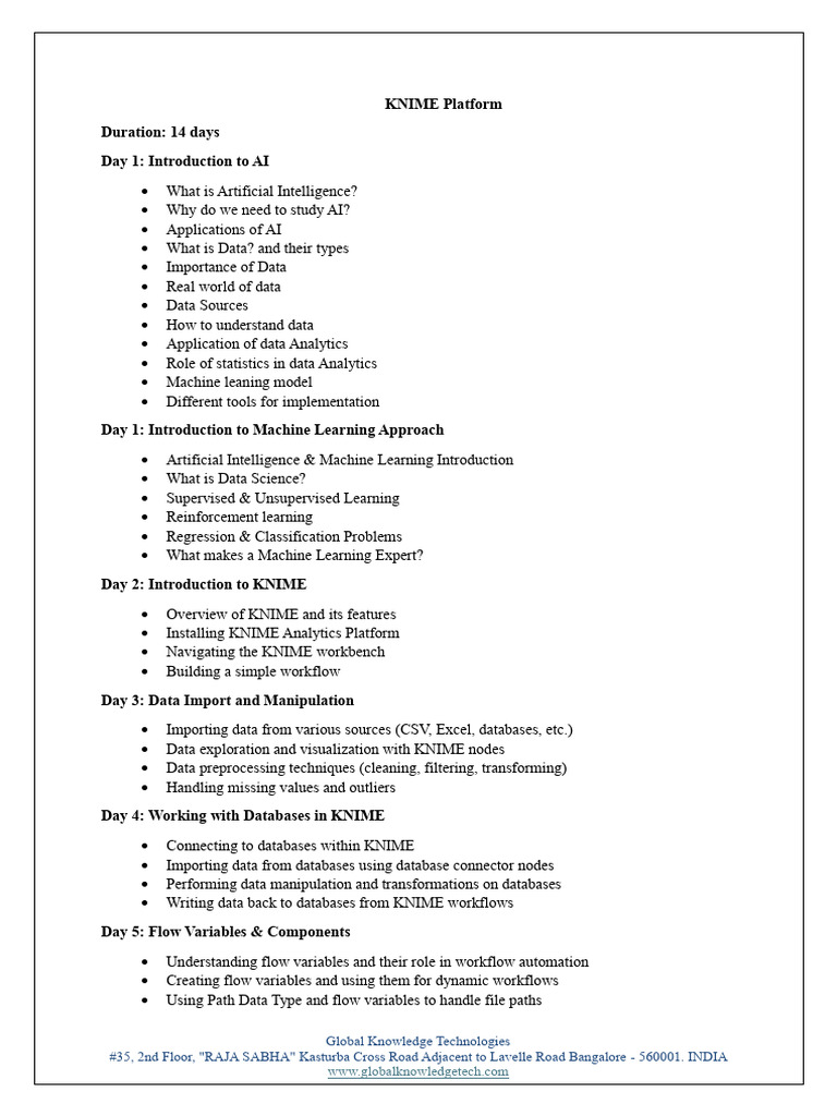 KNIME Platform - Course Content | PDF | Machine Learning | Intelligence (AI) & Semantics