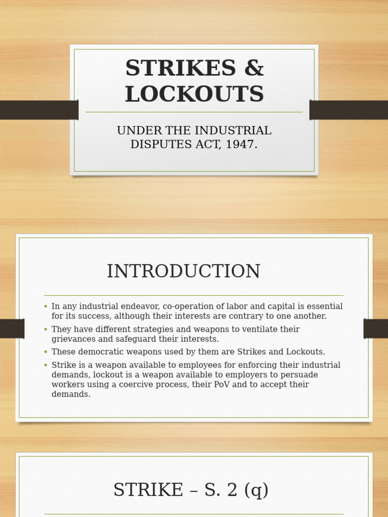 ID ACT 1947 - Strikes & Lockout | PDF | Strike Action | Lockout (Industry)