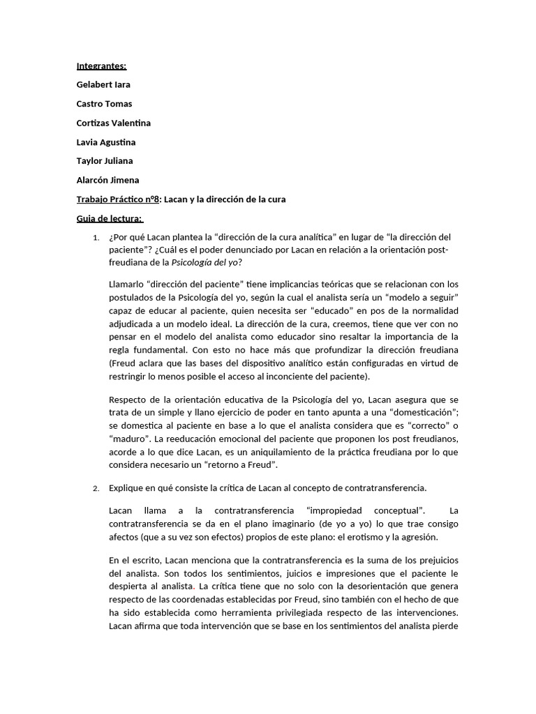 Guia Tp8 Revisada 2021 | PDF | Jacques Lacan | Sigmund Freud