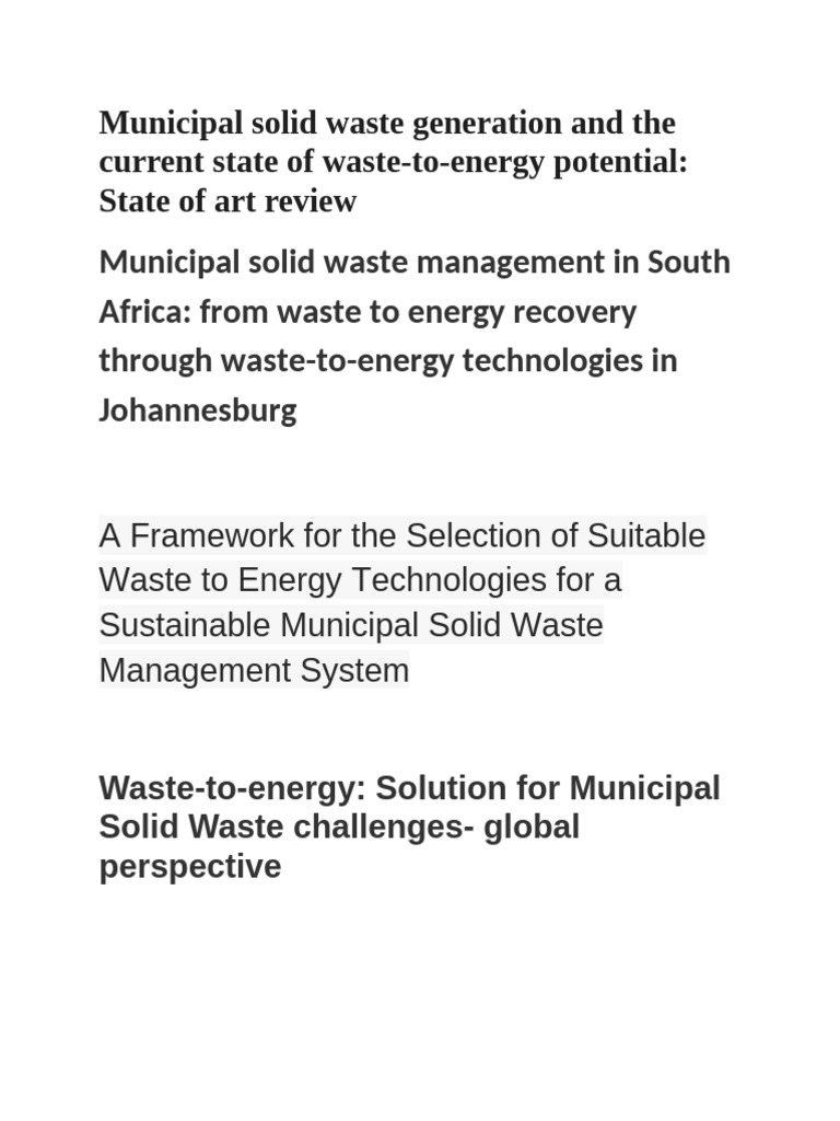 Municipal Solid Waste Generation and The Current State of Waste | PDF