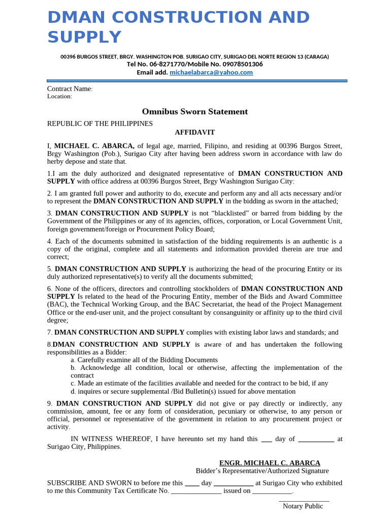 Omnibus Sworn Statement | PDF